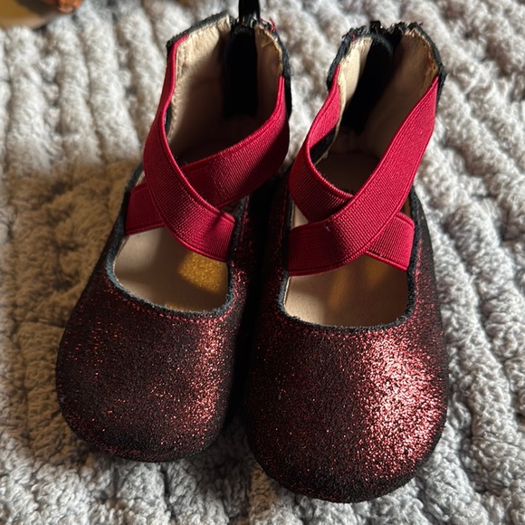 Monkey Feet | Shoes | New Monkey Feet Dark Red Leather Shimmer Ballet ...
